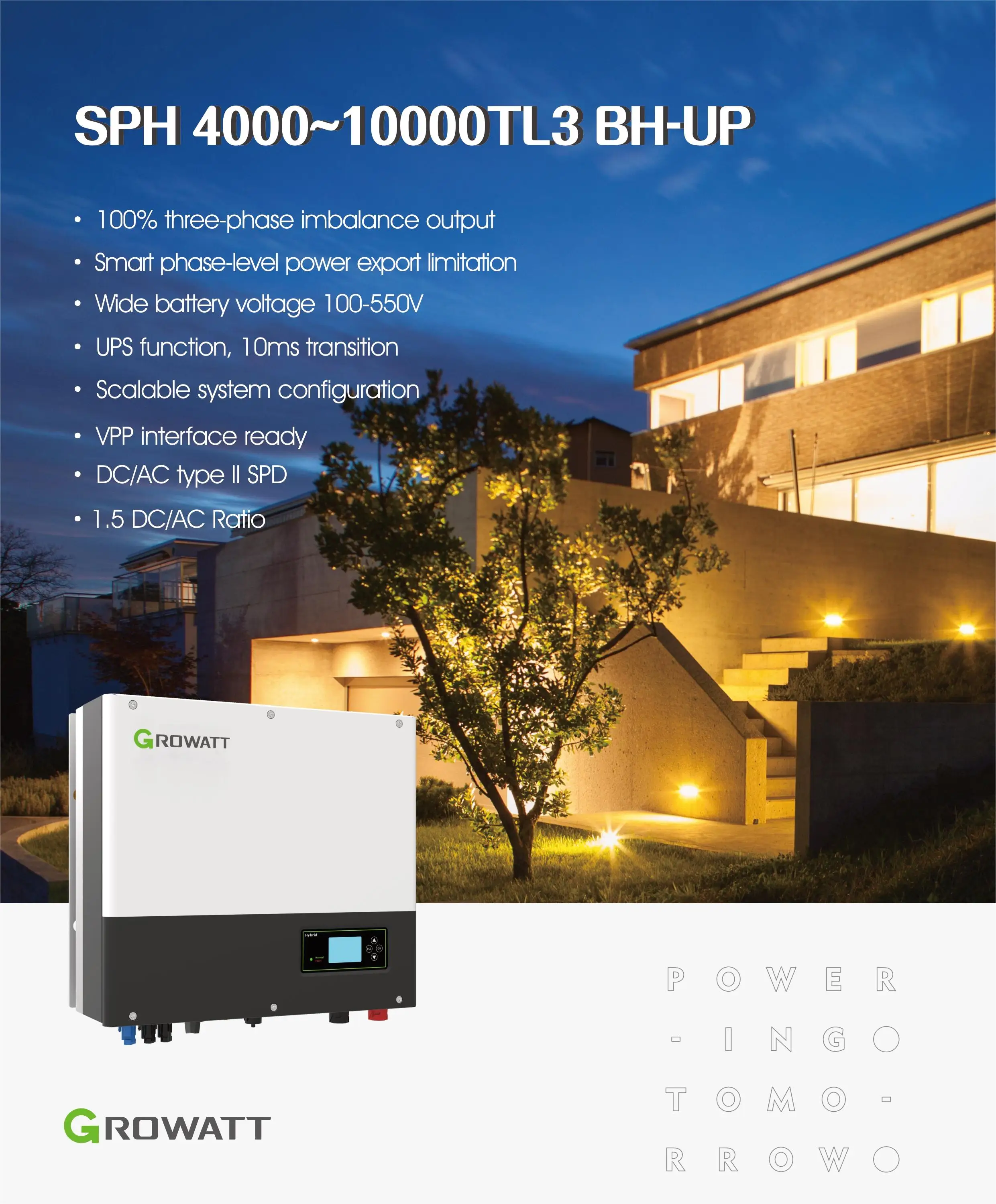 Growatt Hybrid Solar Inverter Sph 4000w 5000w 6000w 7000w 8000w 10000 Tl3 Bh R 4kw 5kw 6kw 7kw ...