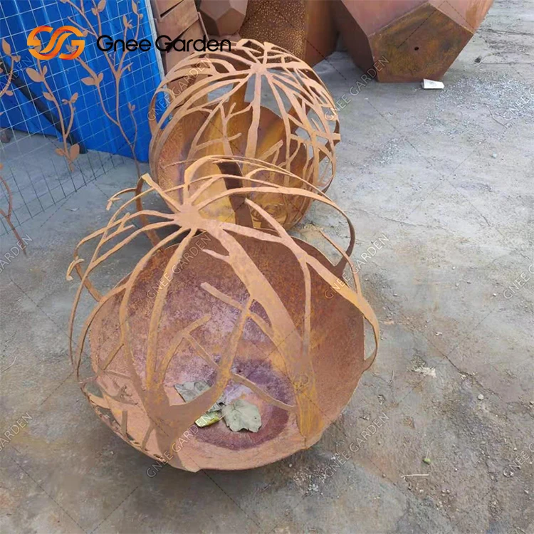 Corten Steel Resistant Steel Fireball Outdoor Fire Pit Ball For Garden ...