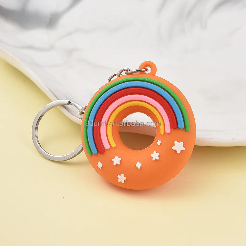 Multicolored Lovely Key Chain Simulation Rainbow Key Ring Food Dessert ...