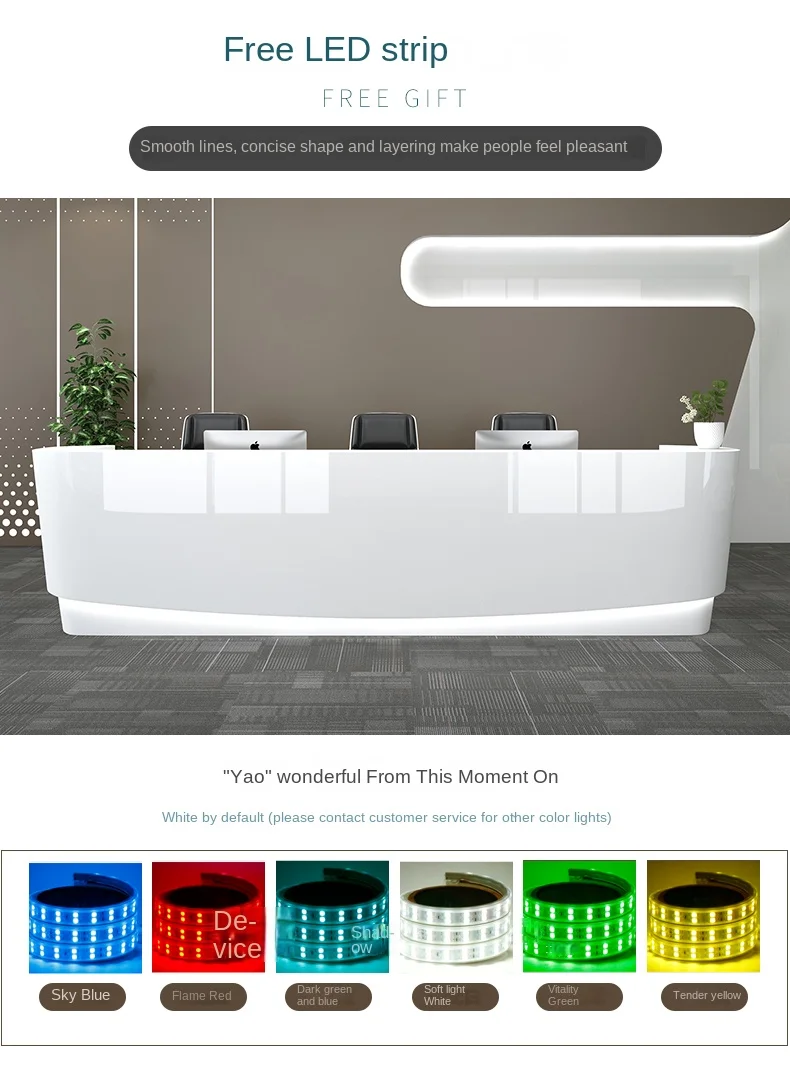 Qtz02 Hotel Reception Counter Office Desk New Round Modern Custom Led ...