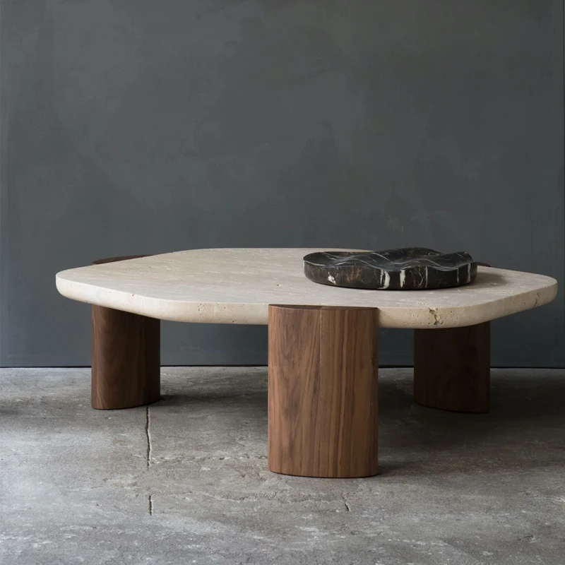 Dreamhause Nordic Solid Wood Shape Coffee Table with Marble Top