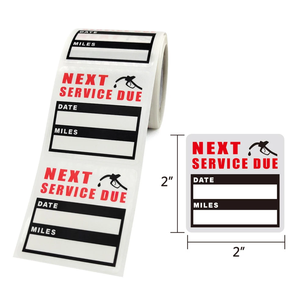 120 Pcs Per Roll Auto Maintenance Service Reminder Stickers 2x2 Inches ...