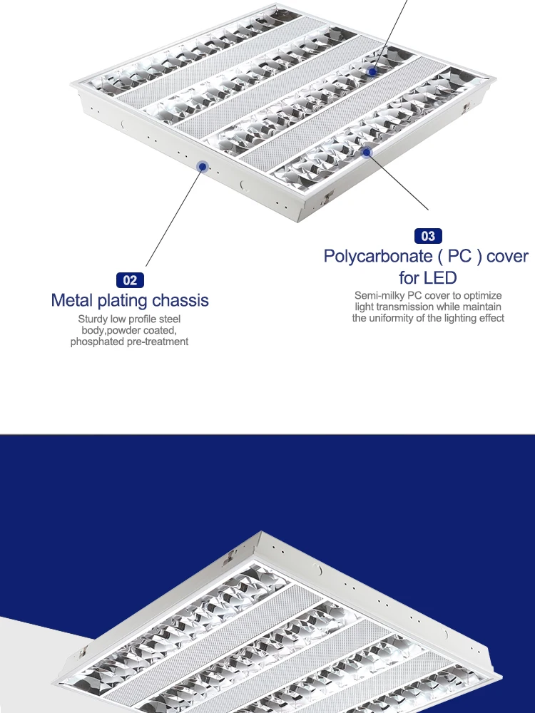 Recessed Mounted White Aluminum 95% Reflective Rate Louver Led Grille ...