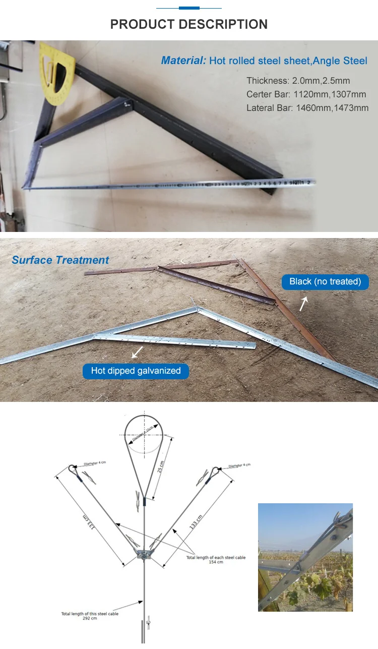 Galvanized Sturdy Structure Steel Table Grape Gable Trellis Post System ...