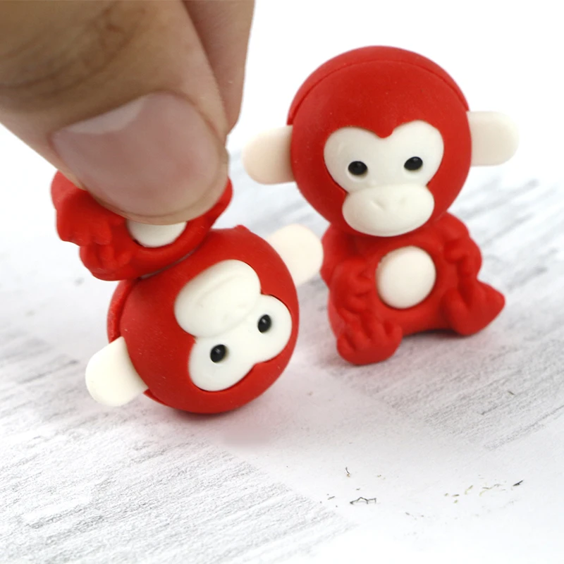 Soododo Creative Animals Eraser Mini Cartoon Monkey Model Desktop Decoration Pencil Eraser - Buy ...
