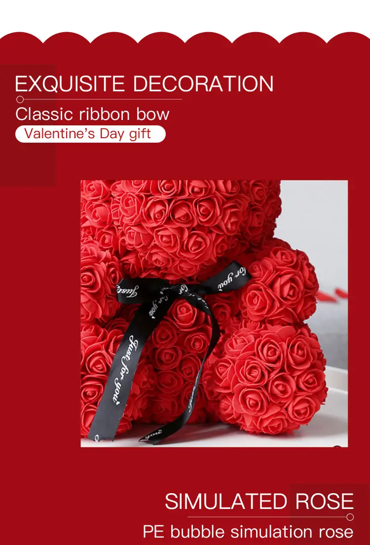 INUNION Rose Teddy Bear - Perfect Valentine's Gift