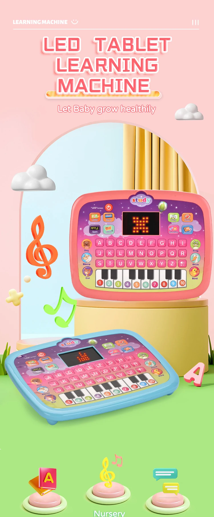 Kids Learning Tablet Educational Touch And Learn Digital Abc Learning ...