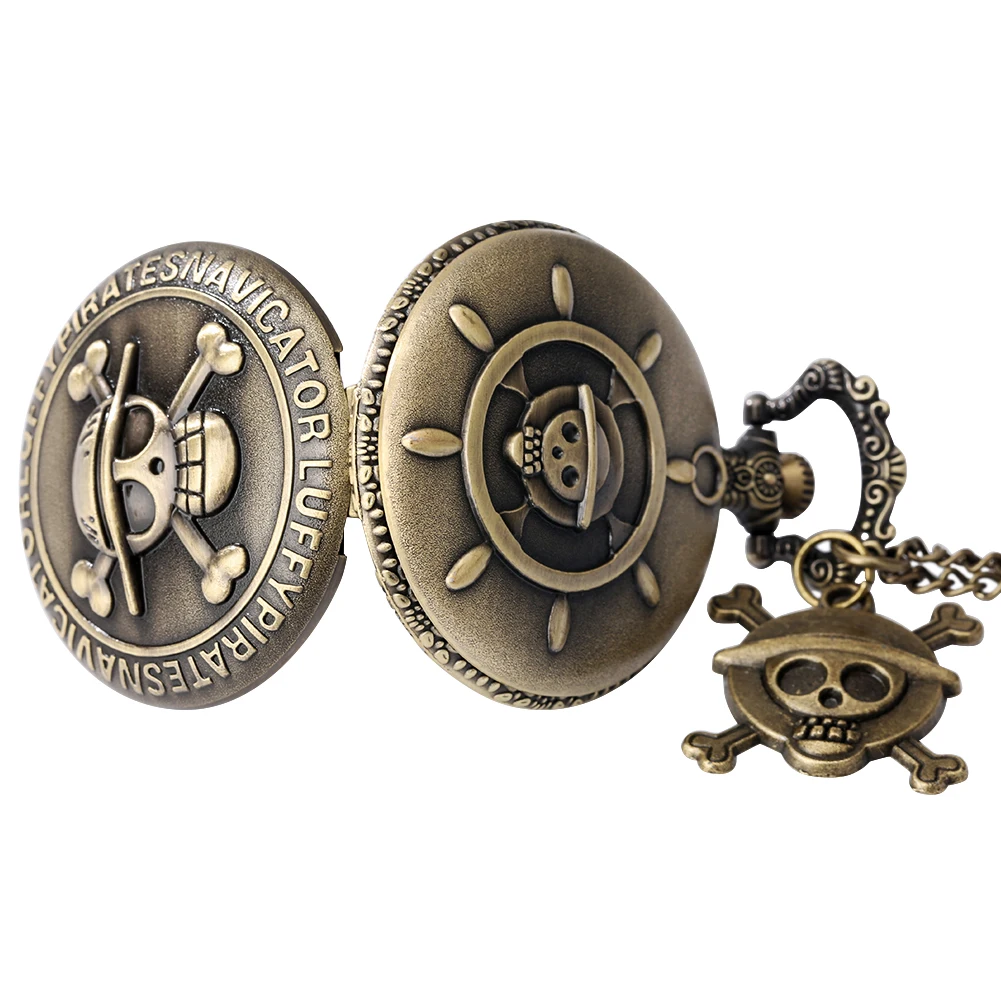 Vintage Gift Luffy Pirate Skull Reloj One Piece Metal Pendant Necklace ...