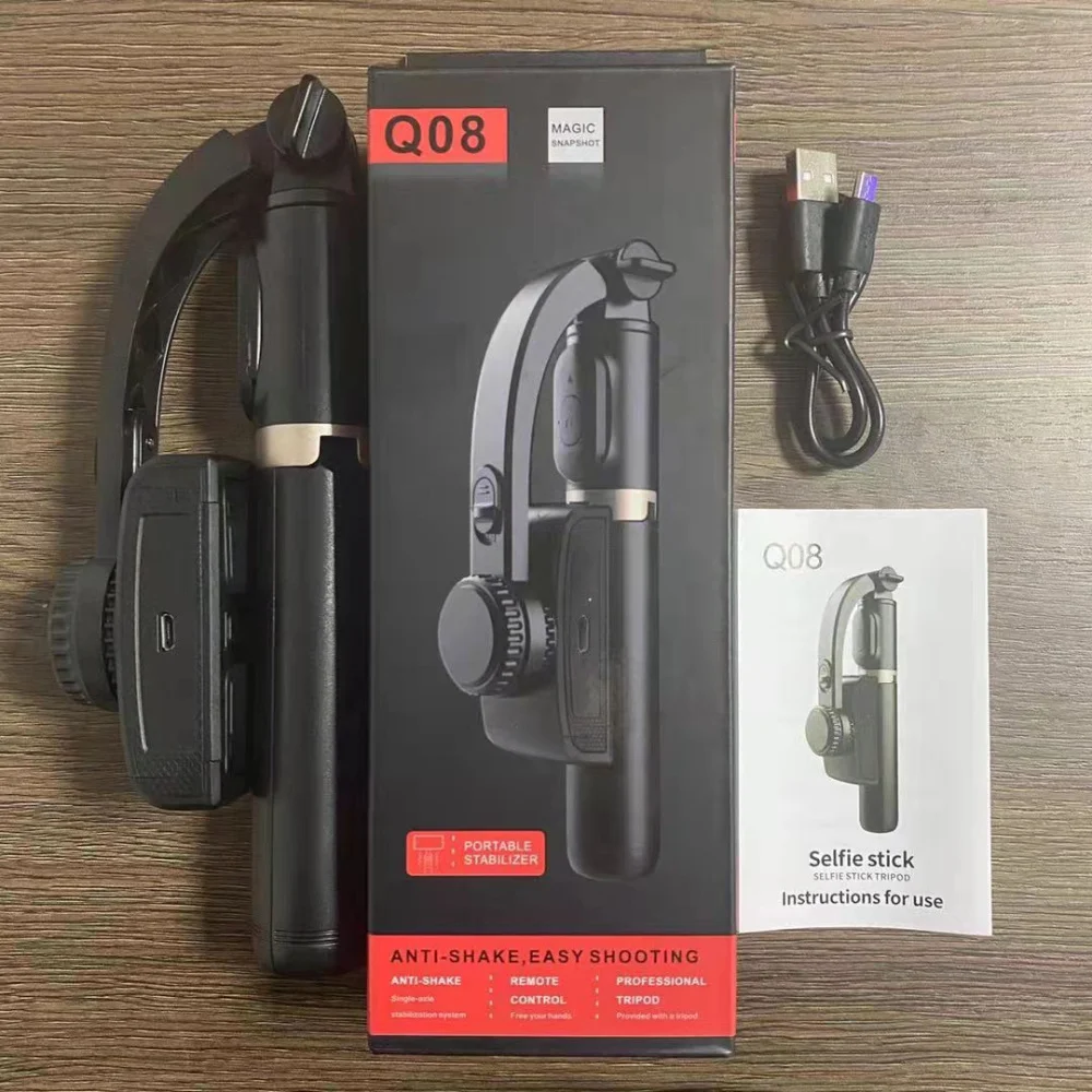 Q08 Gimbal Stabilizer 360 Rotation For Phone Selfi Stick With Hidden ...