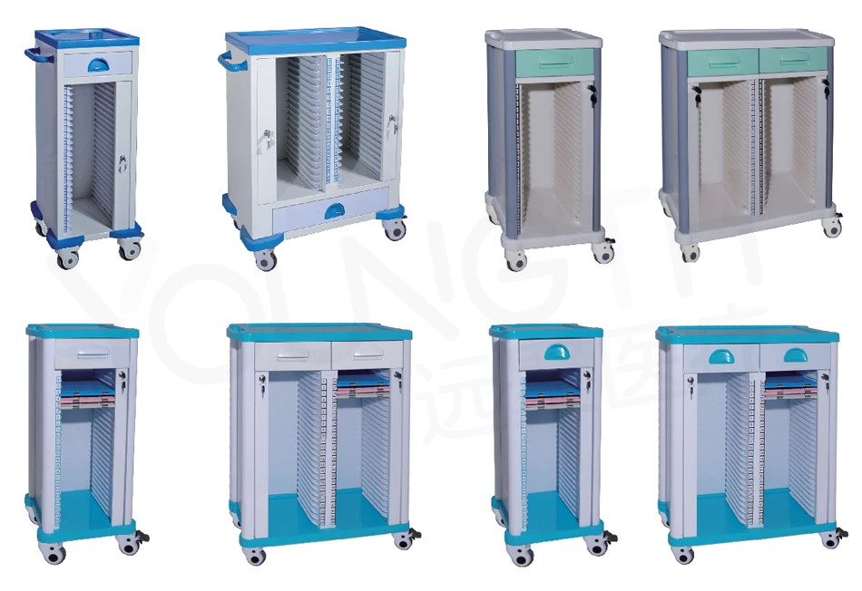 Movable Medical Record Carts Mobile Abs Plastic Medical Record File ...
