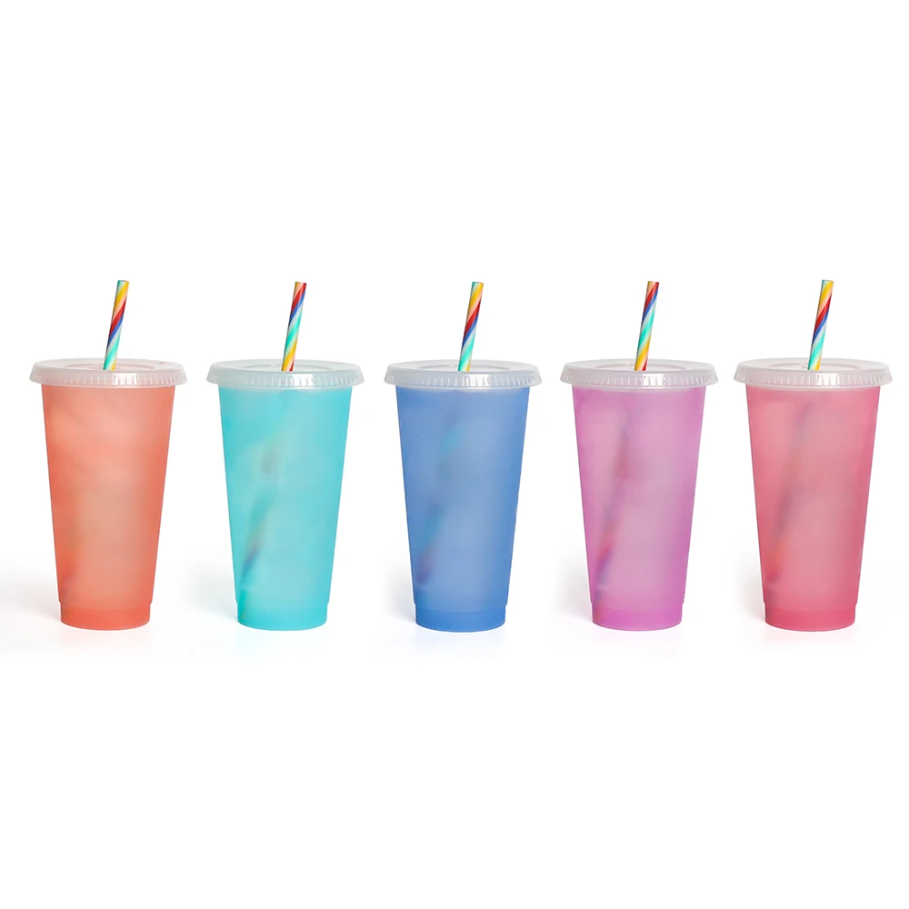 24 Oz 710ml Customized Color Changing Reusable Plastic Cold Drink Cup ...