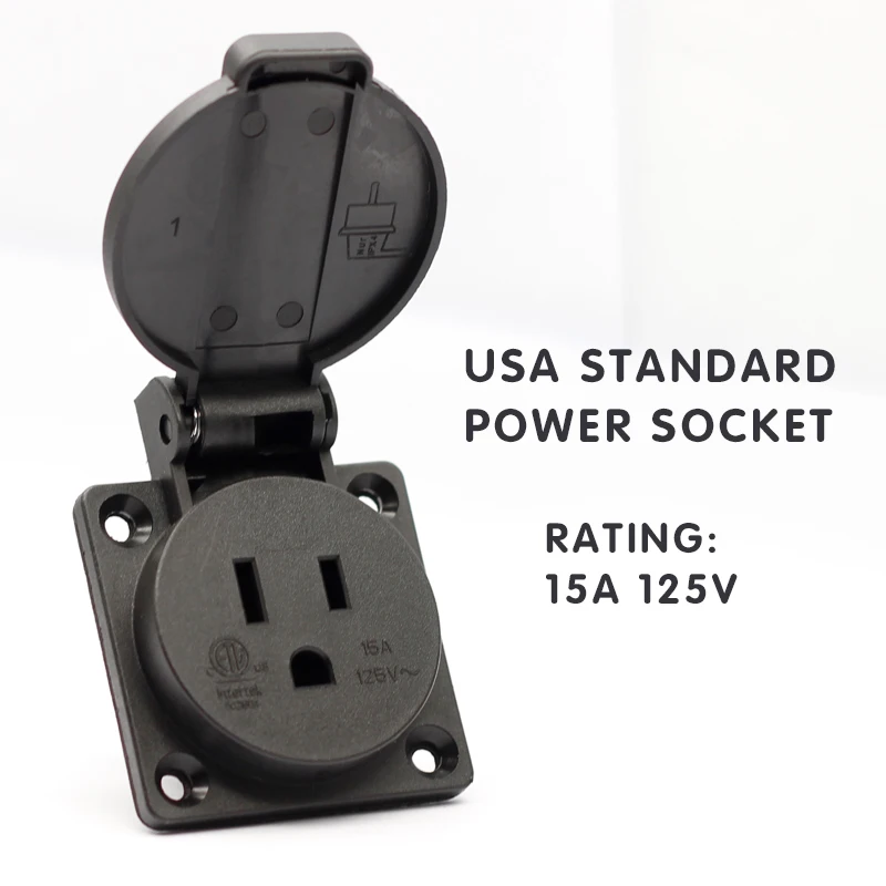 American NEMA 5-15R 15A 125V IP44 US Power Receptacle