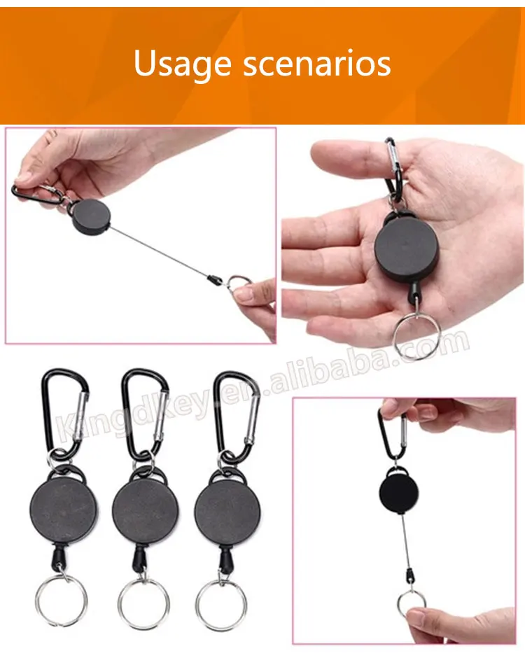 Outdoor Heavy Duty Retractable Metal Carabiner Keychain