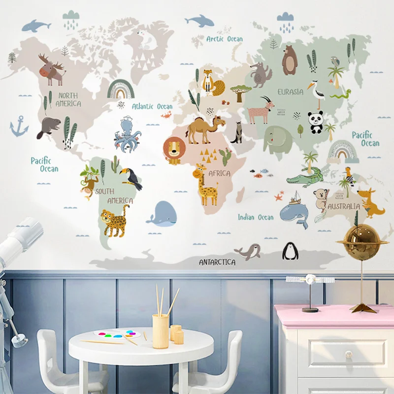 Custom World Map PVC Vinyl Wall Sticker - Home Decoration