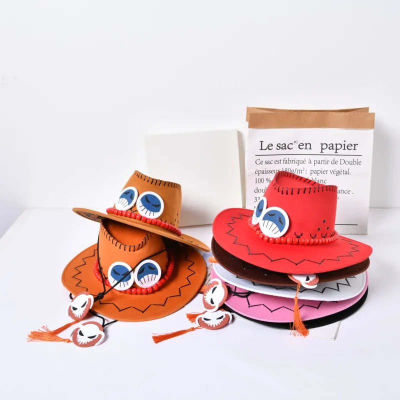 One Pieced Luffy Boxer Ace Anime Cosplay Cowboy Pirates Festival Hats ...