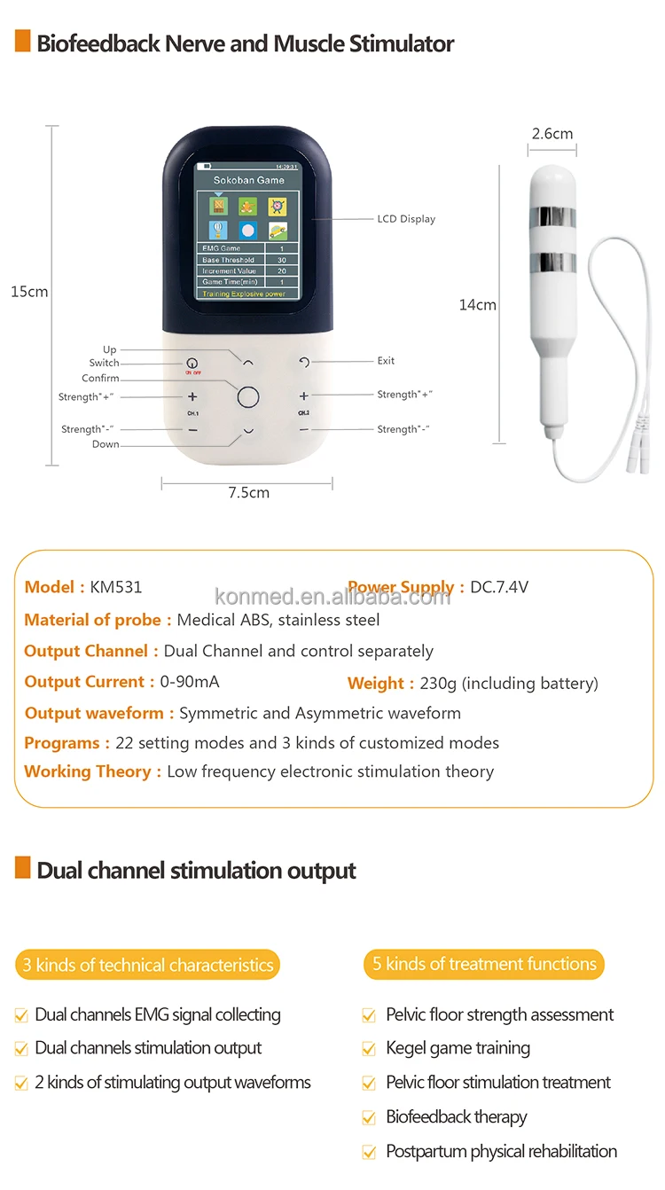 Biofeedback Incontinence Treatment Pelvic Floor Exerciser with Anal ...