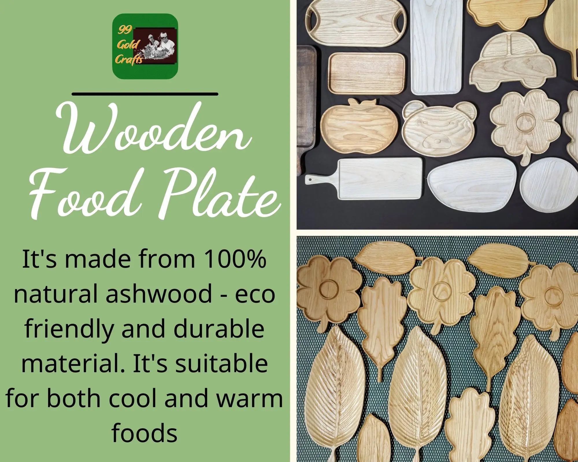 Round Wood Plates Unbreakable Classic Plates Easy Cleaning Lightweight ...