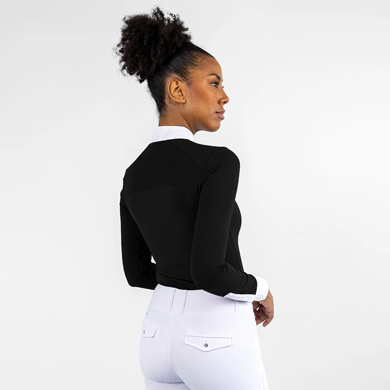 White Long Sleeves Equestrian Base Layers Mesh Quick-dry Ladies Show T ...