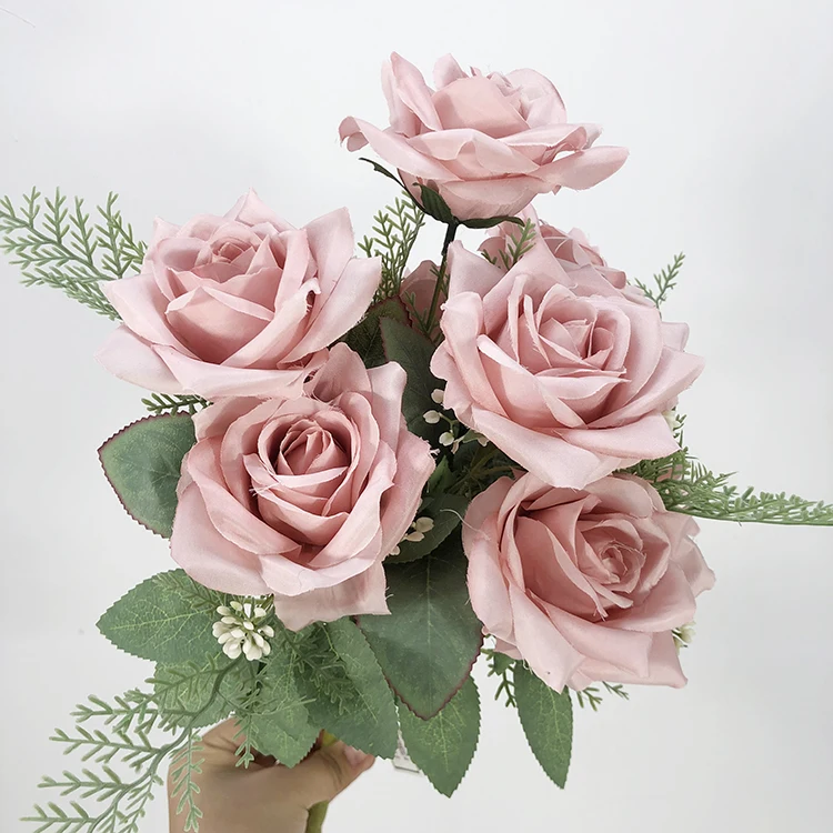 Eg-a208 Pink Rose Flower Peony Bouquet Artificial Flowers For Home ...