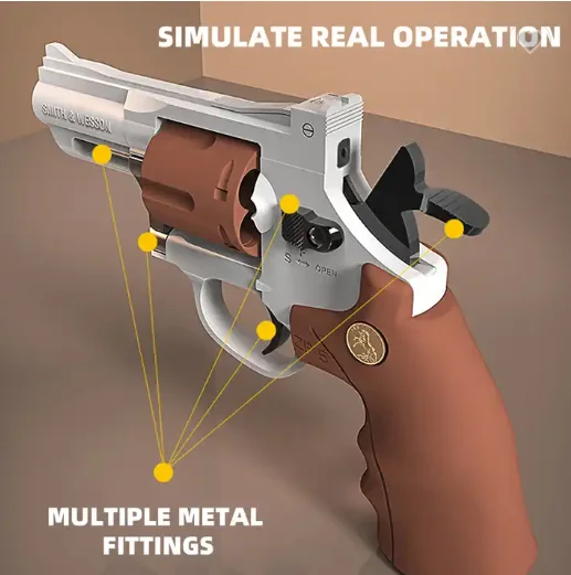 High Quality Gun Revolver Toy with Soft Bullets for Outdoor Shooting