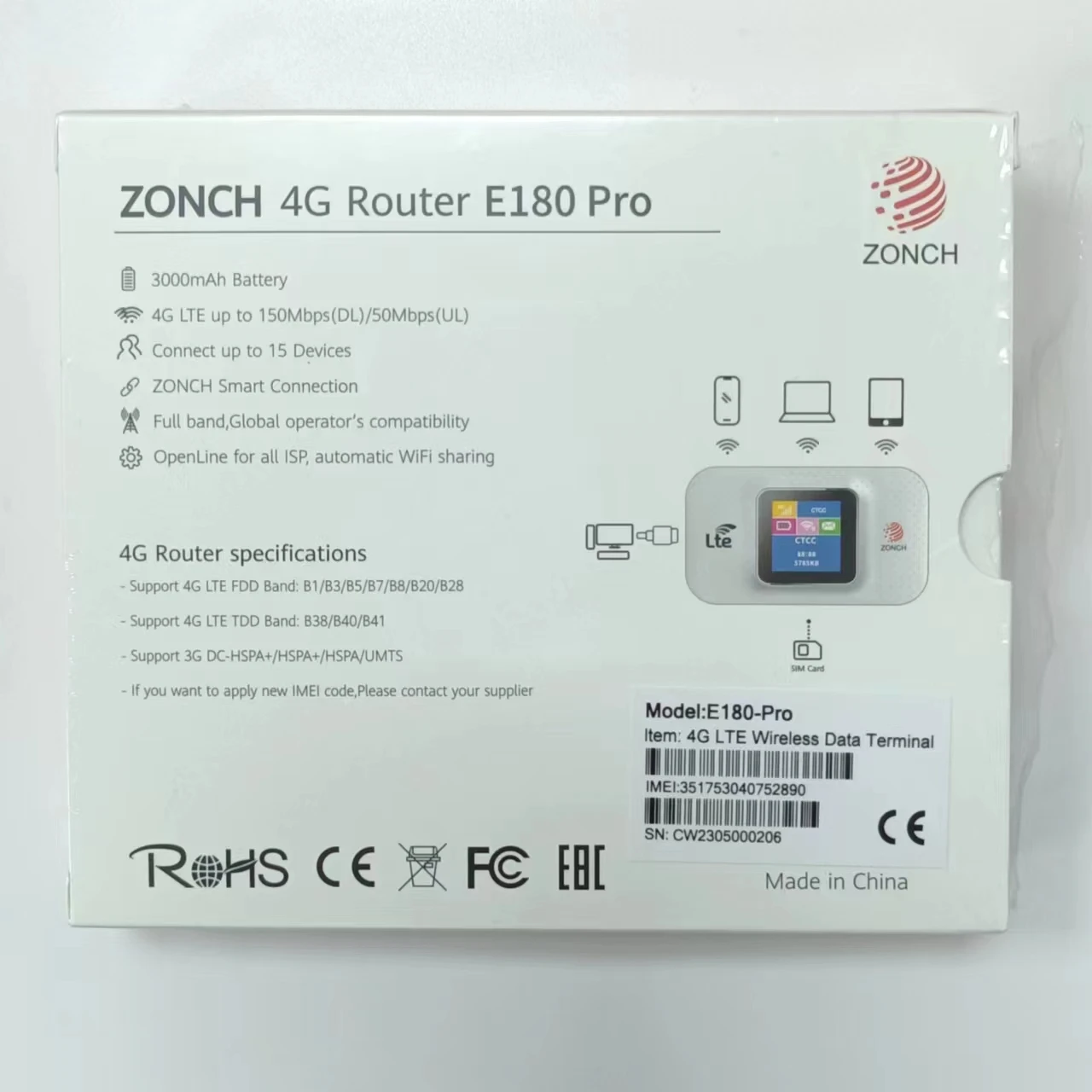 New Color Screen E180 Pro Zonch 4g Router - Buy Connect Up To 15 ...
