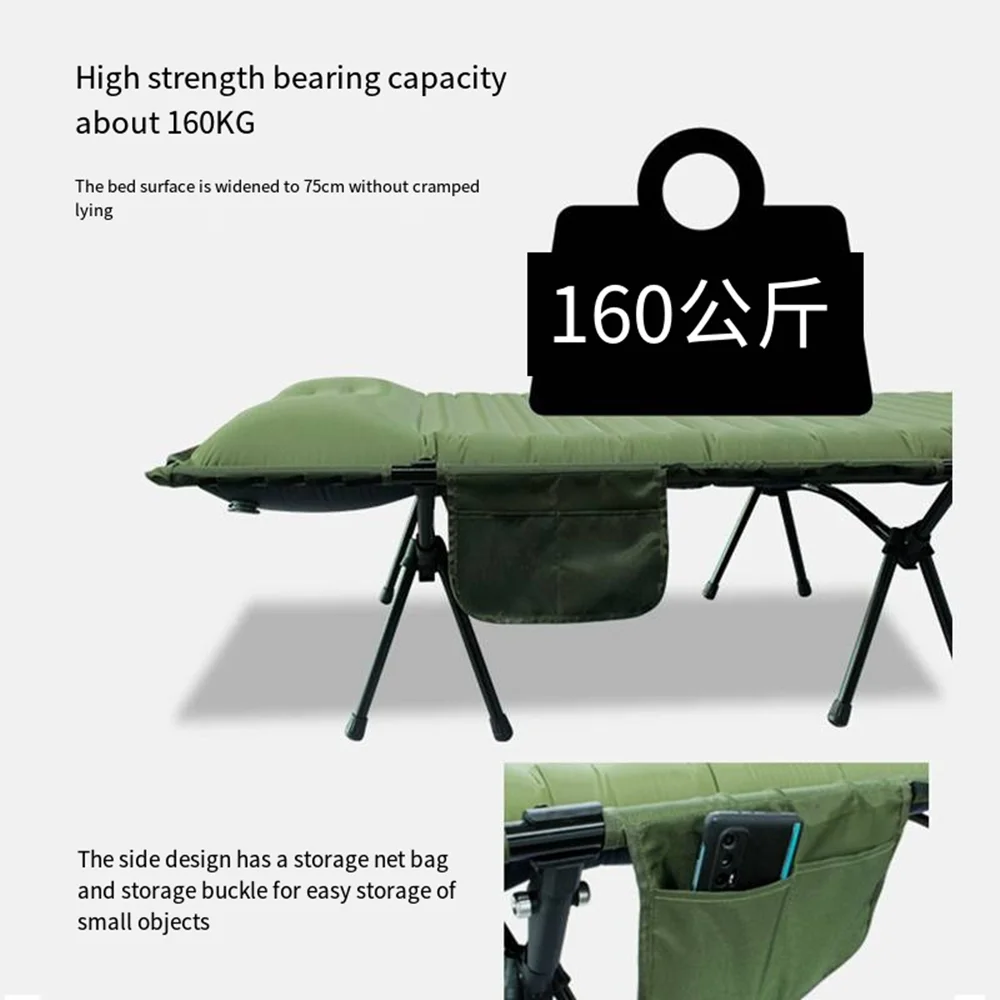 Camping Cot Bed Aluminum Frame Lightweight Compact Foldable Inflatable ...