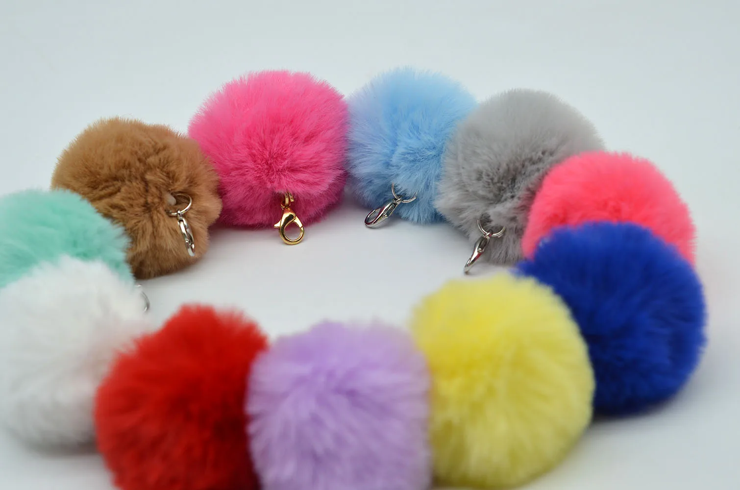 5cm Wholesale Fluffy Cute Luxury Plush Pom Pom Crayfish Clasp Keychain ...