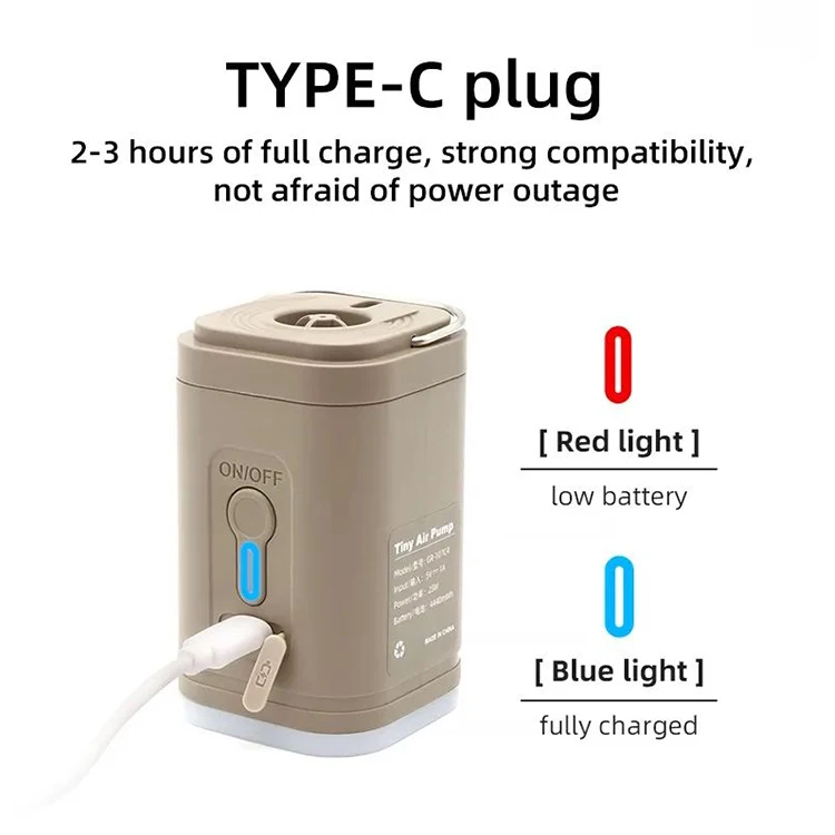 Portable Pocket Air Pump with Camping Lantern - USB Rechargeable