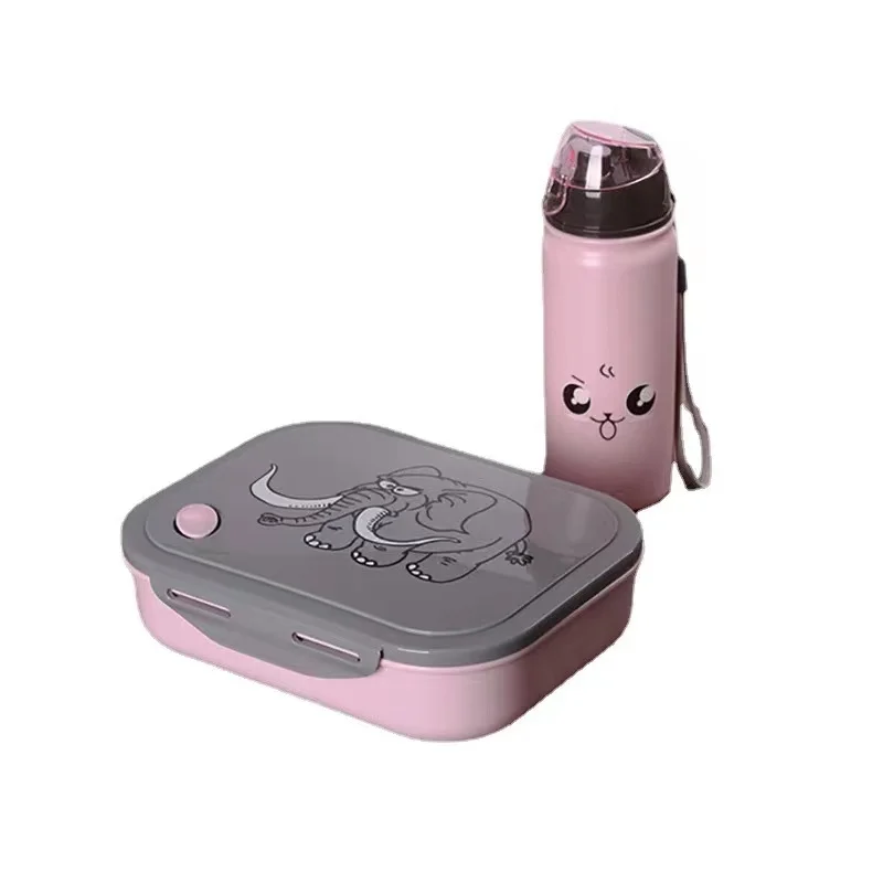 Kids Food-grade Plastic Lunch Box Sets With 400ml Bottle Leak-proof ...