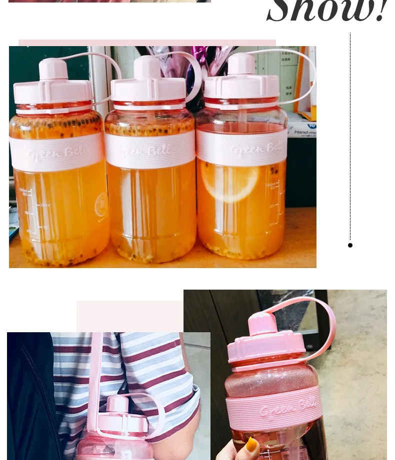 1500ml Plastic Water Bottle with Straw - Portable & Sustainable