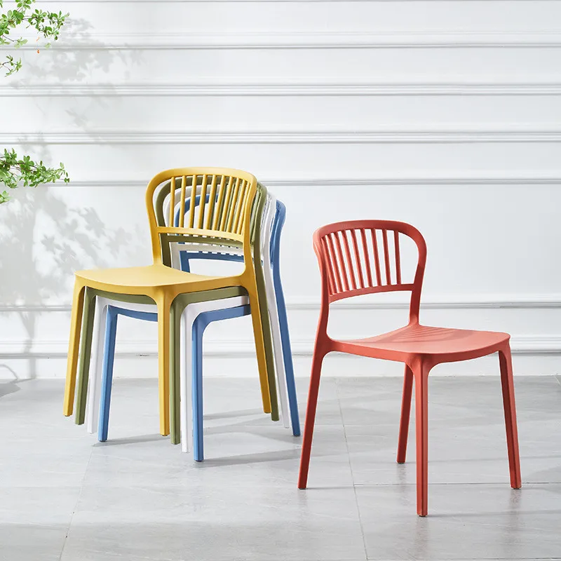 Nordic light stackable plastic dining chair home dining backrest chair ...
