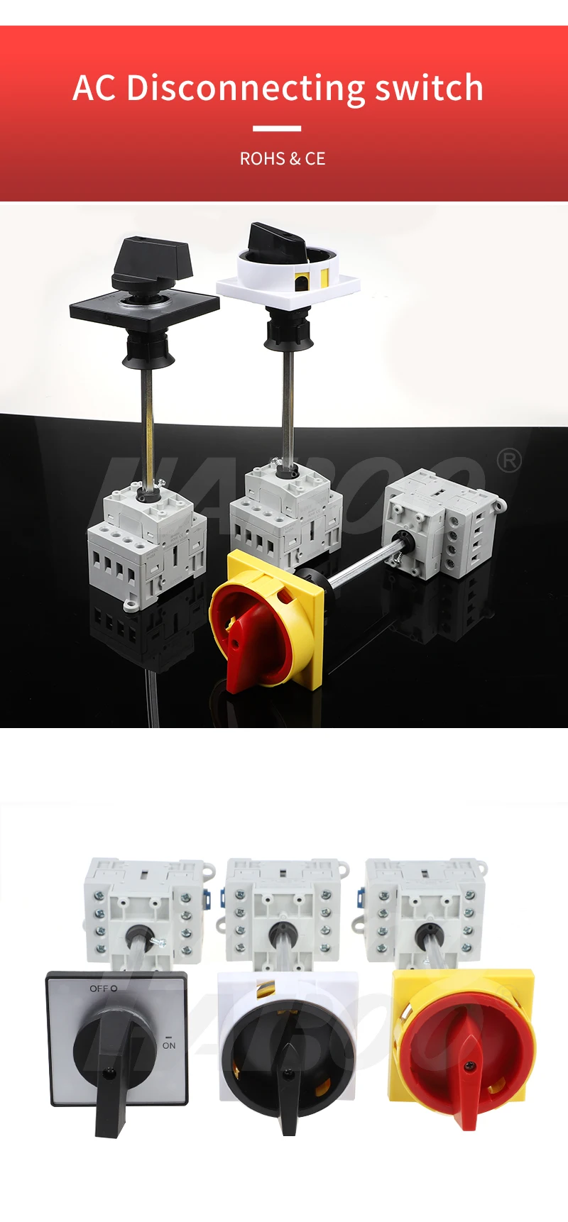 HABOO Isolator Disconnect Switch With Padlock 40A 3P/4P 2 Position On ...