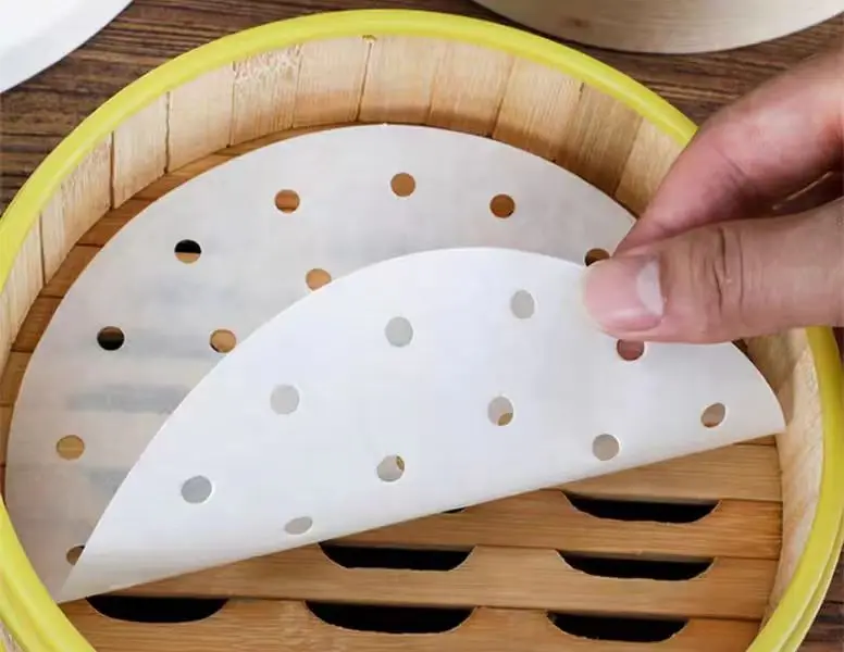 Perforated Air Fryer Parchment Steaming Paper Baking Dim Sum Paper ...