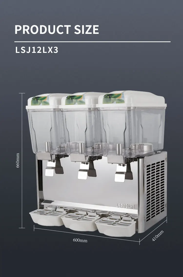 Beverage Juice Dispenser Cooler Machine - 3 Tanks for Buffet