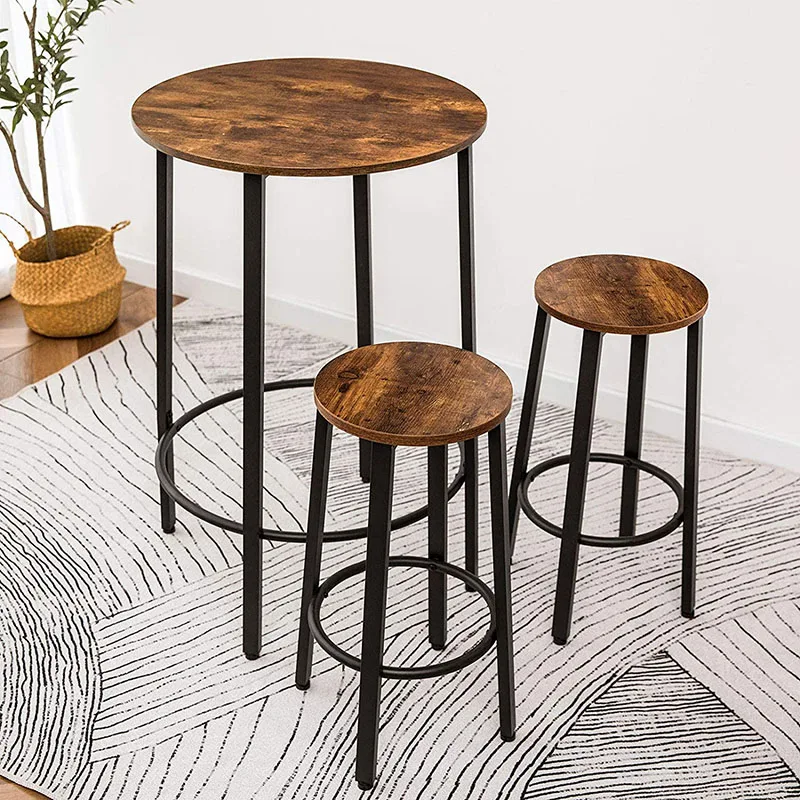 Round Dinner Table And Stools High Pub Table And Chair 3 Piece Bar ...