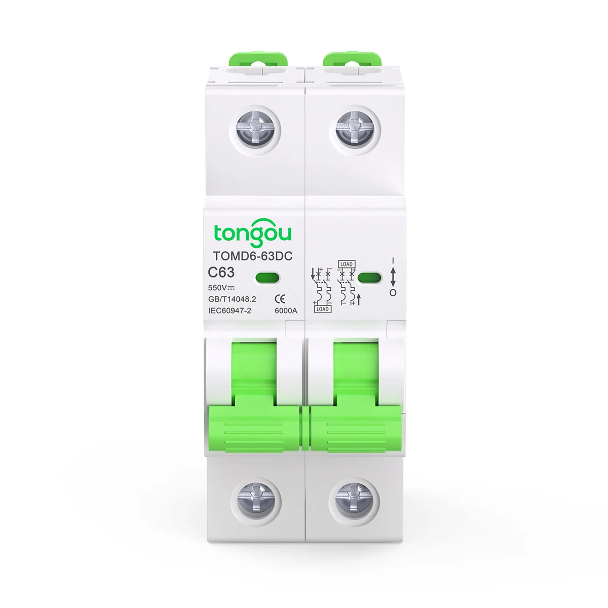 Tomd6dc-63 Mcb 2p 12v-550v Curve C Dc Miniature Circuit Breaker Solar ...