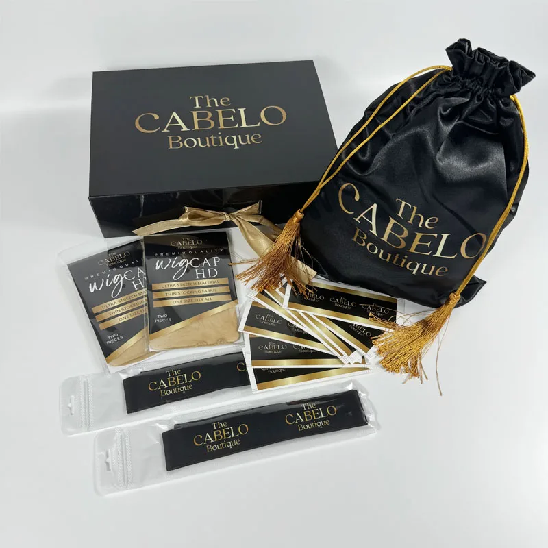 Luxury Black Wig Packaging Box with Silk Satin Lining