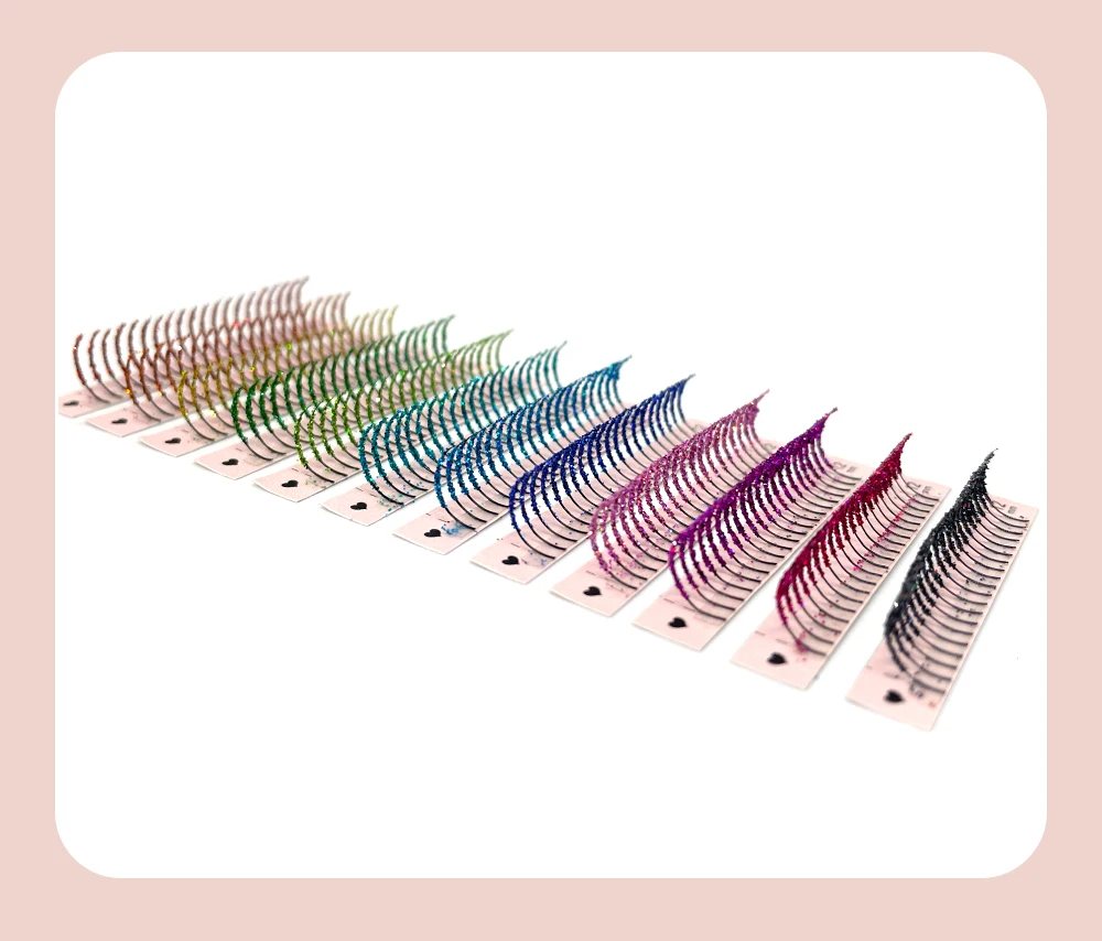 DIYDAY Korean Neon Colored Glitter Eyelashes Strips Individual Mink ...
