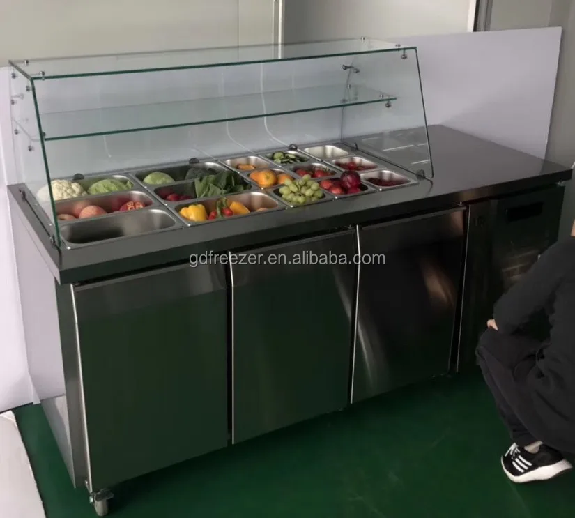 Subway Fast Food 3 Door Table Top Salad Fridge - Baisen