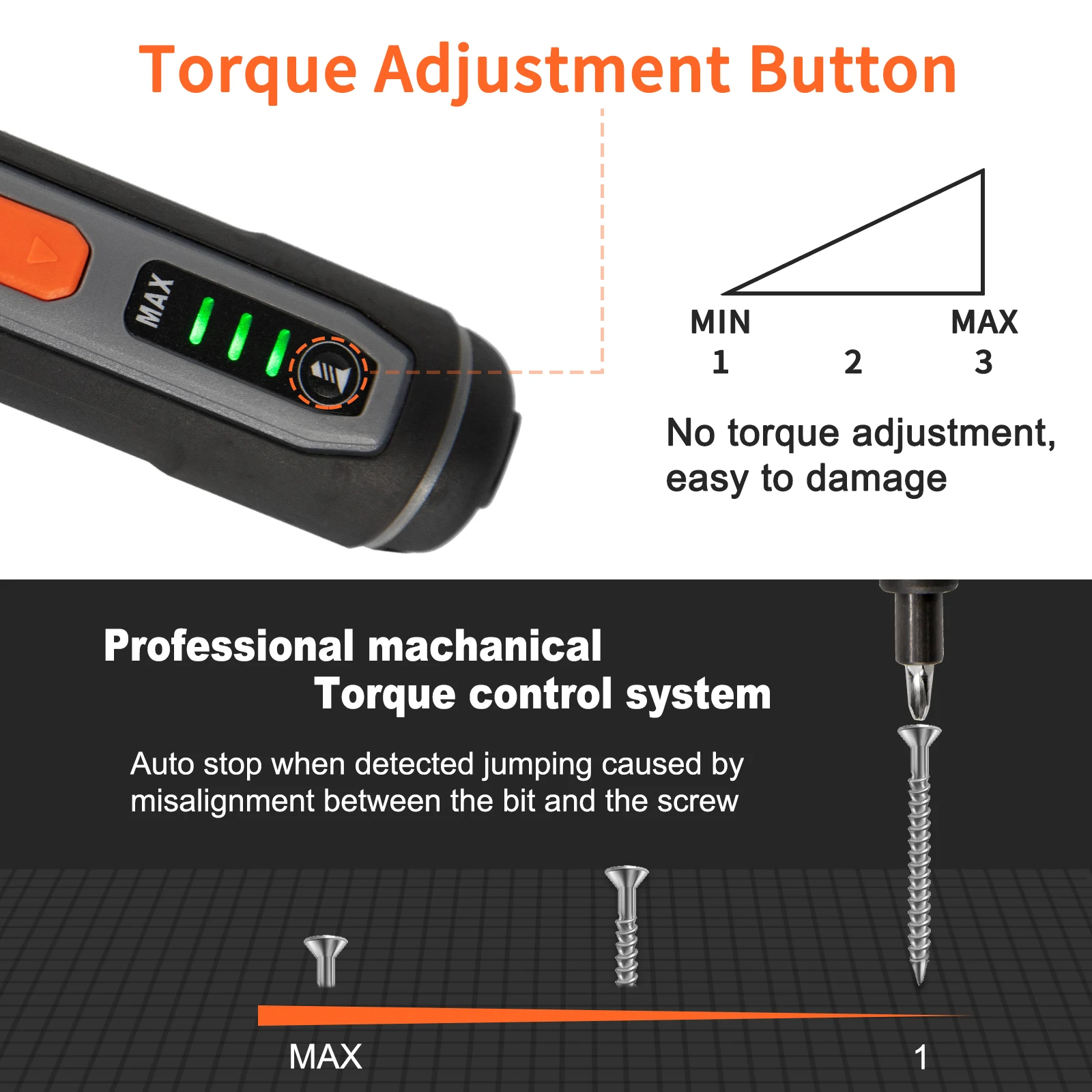 MXTOVEL Cordless Screwdriver - Precise Torque & LED Light