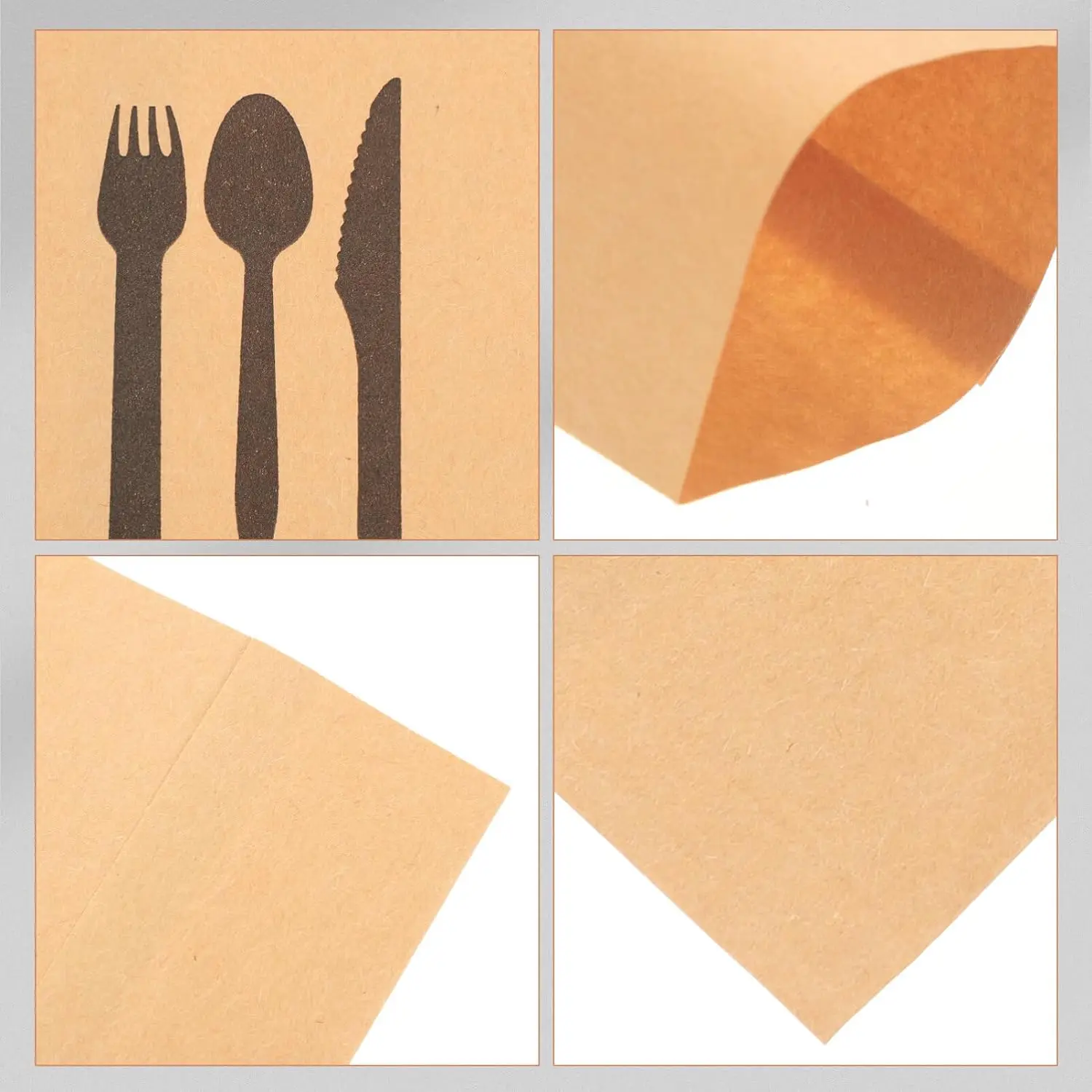 Recyclable Paper Silverware Bag Kraft Utensils Sleeves Flatware Bags ...