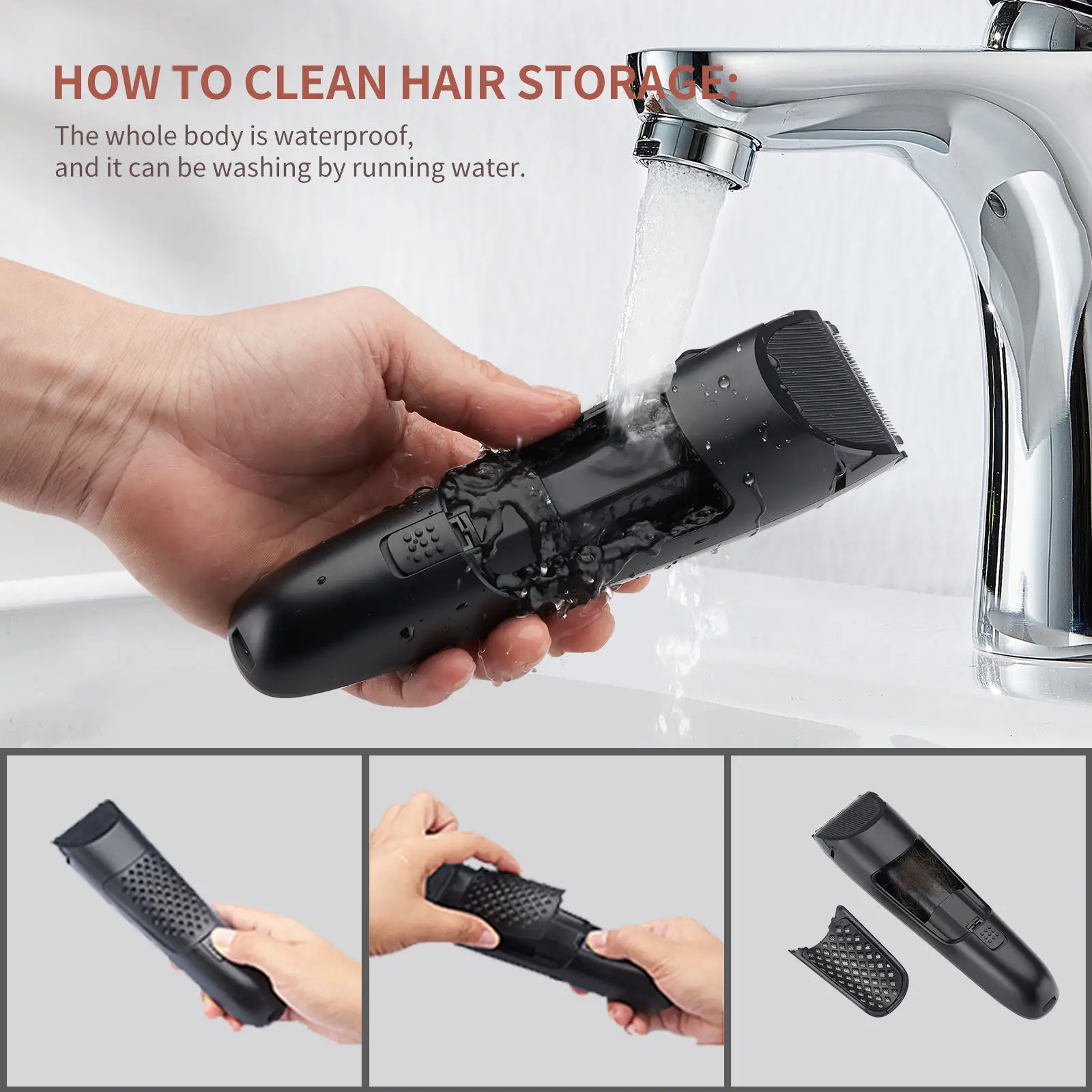 Washable Hair Clippers Wireless Hair Cutting Barber Cutter Titanium ...