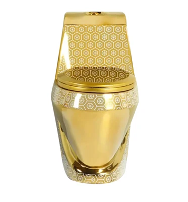 Gold Ceramic Toilet - Modern S-Trap Design for Bathrooms