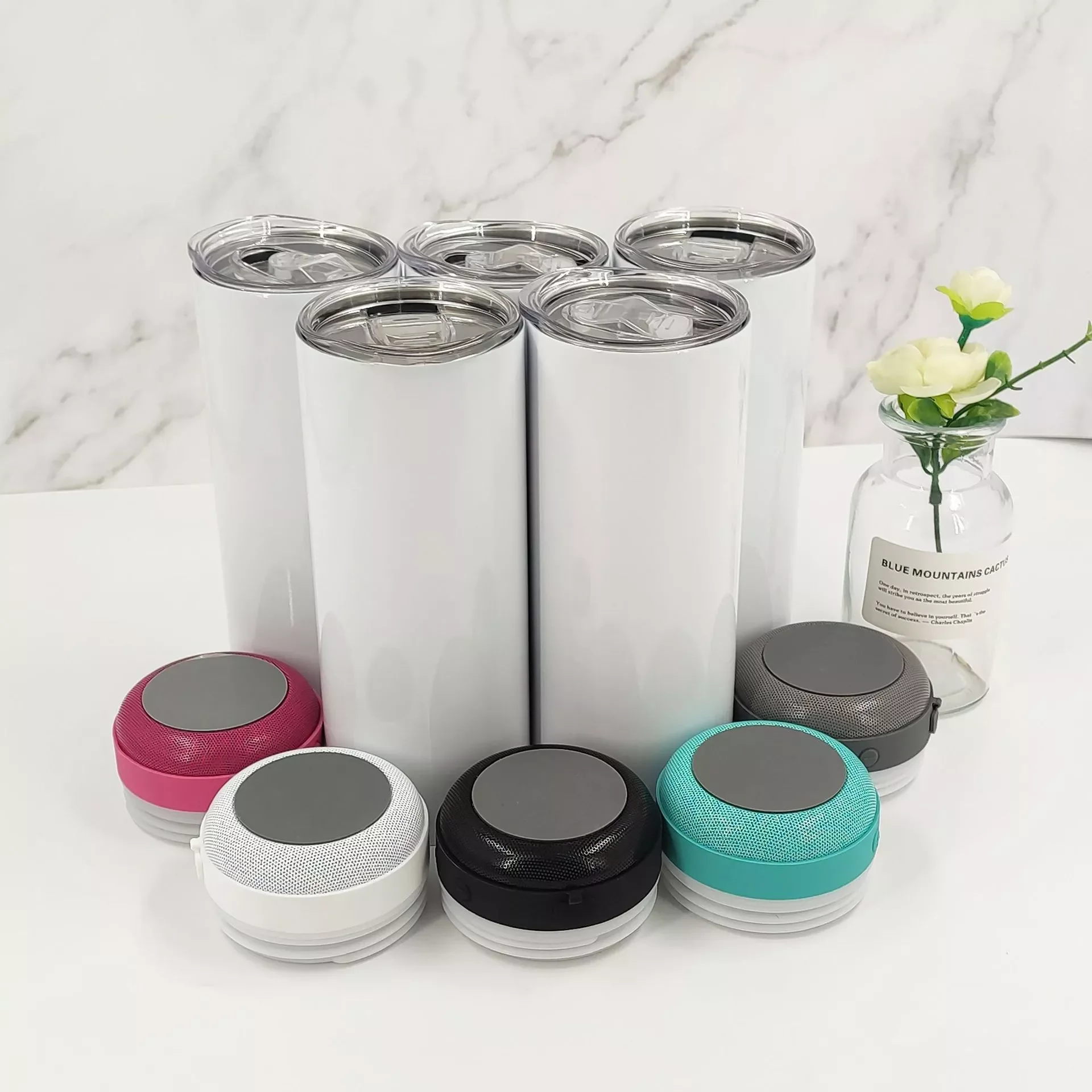 Rubysub Stainless Steel Skinny Sublimation Music Tumblers 20oz Speaker ...