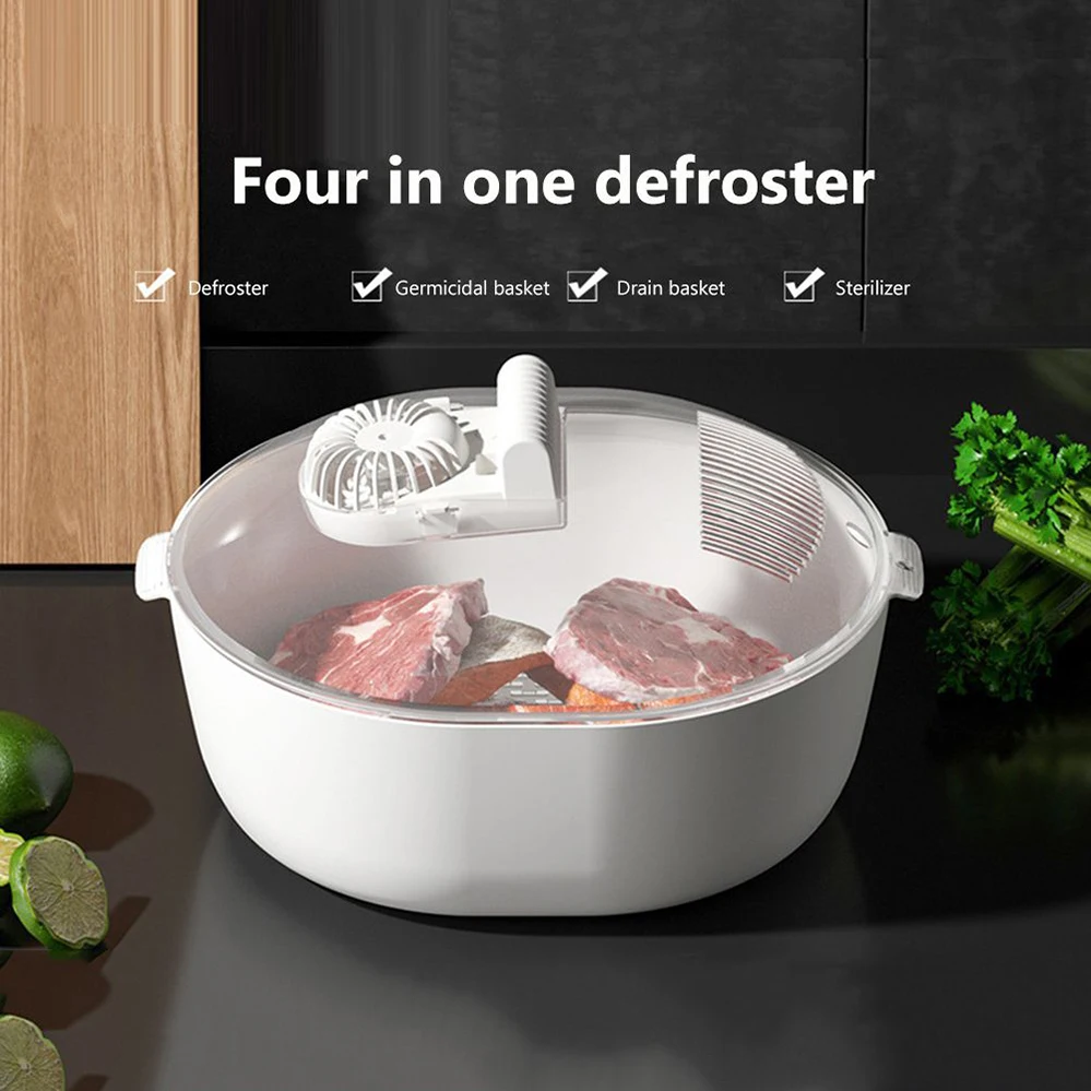 Efficient Meat Thawing - 4 in 1 Defrosting Box with Draining Basket