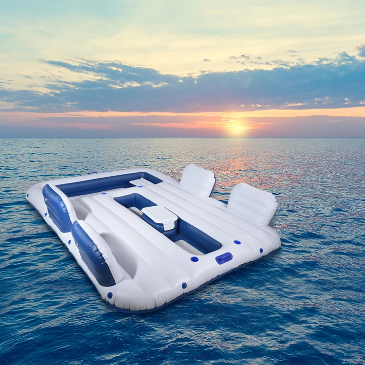 Customized 5-person Inflatable Island Floating Leisure Boat Party ...