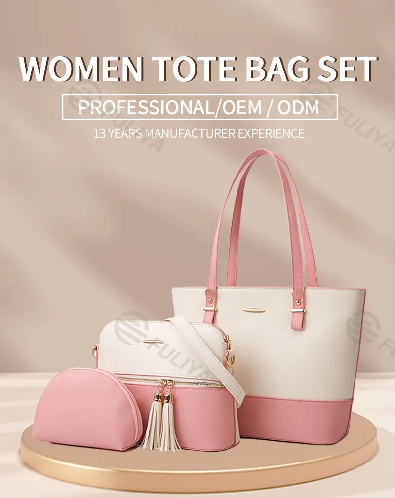 FULIYA Fashion Ladies Shoulder Tote Bag 3 in 1 Set