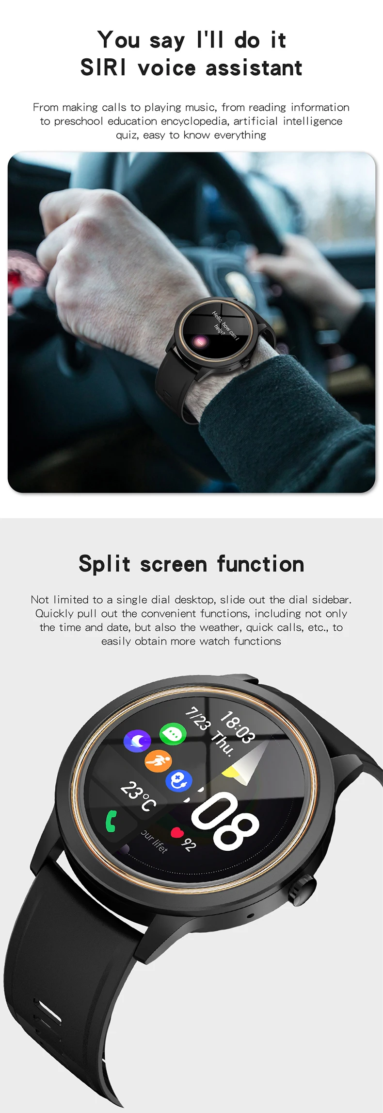 A60 Smart Watch Bt Call Hd Screen Voice Assistant Ui Modes 24h Heart ...