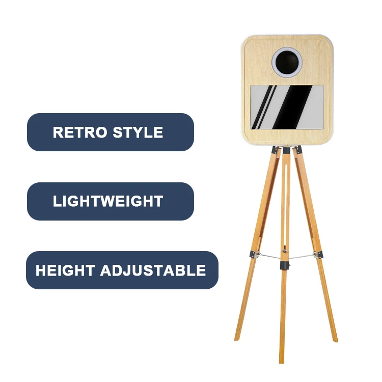 15.6" Wooden Portable Photobooth Tripod Kiosk for Weddings