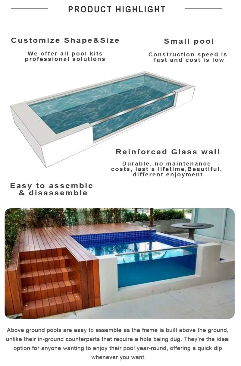 Custom Clear Fiberglass Piscina Big Slides Glass Wall Pool Piscina ...